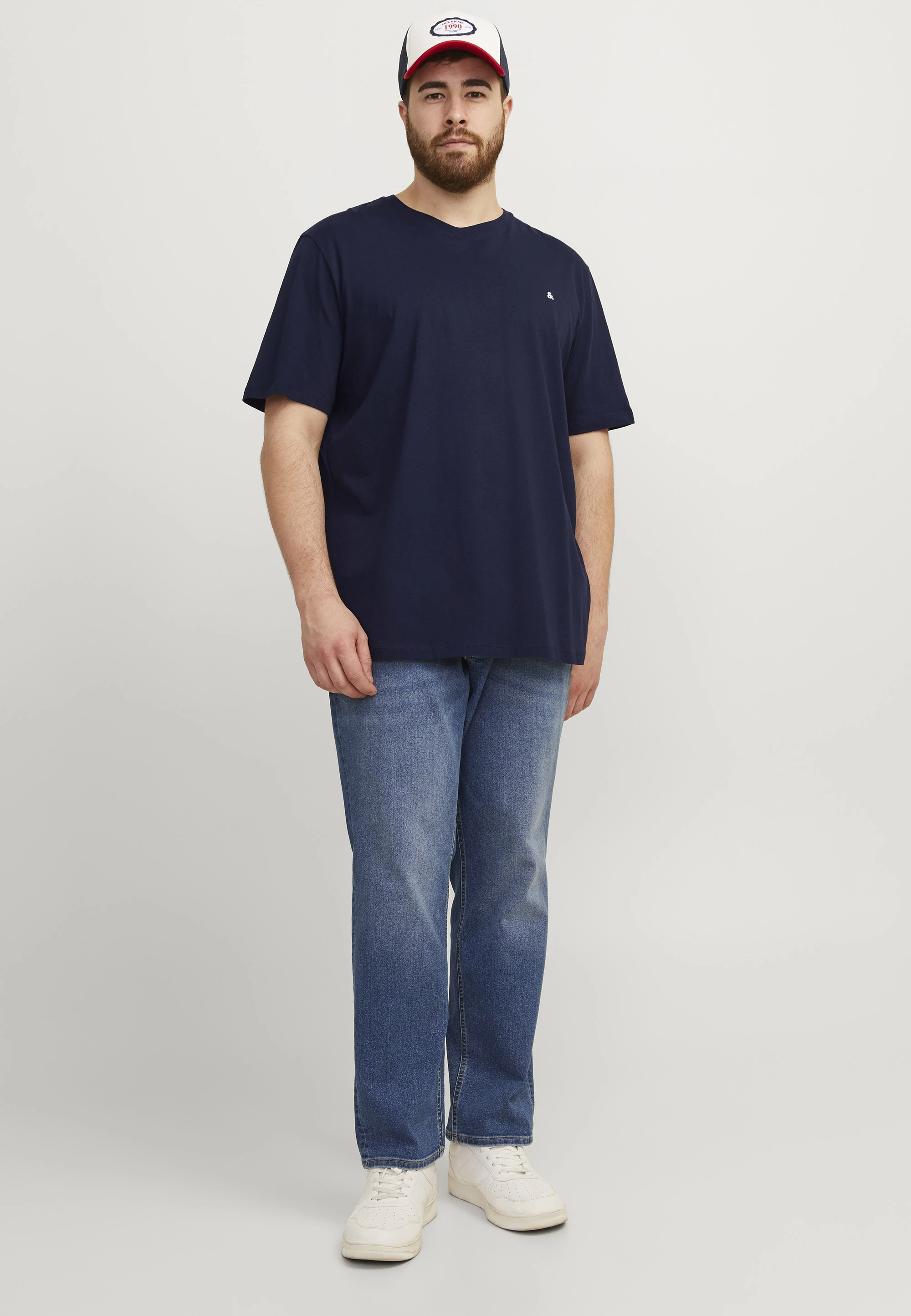 T-shirt in cotone organico con logo ricamato Jack & Jones +FIT - Nico.it