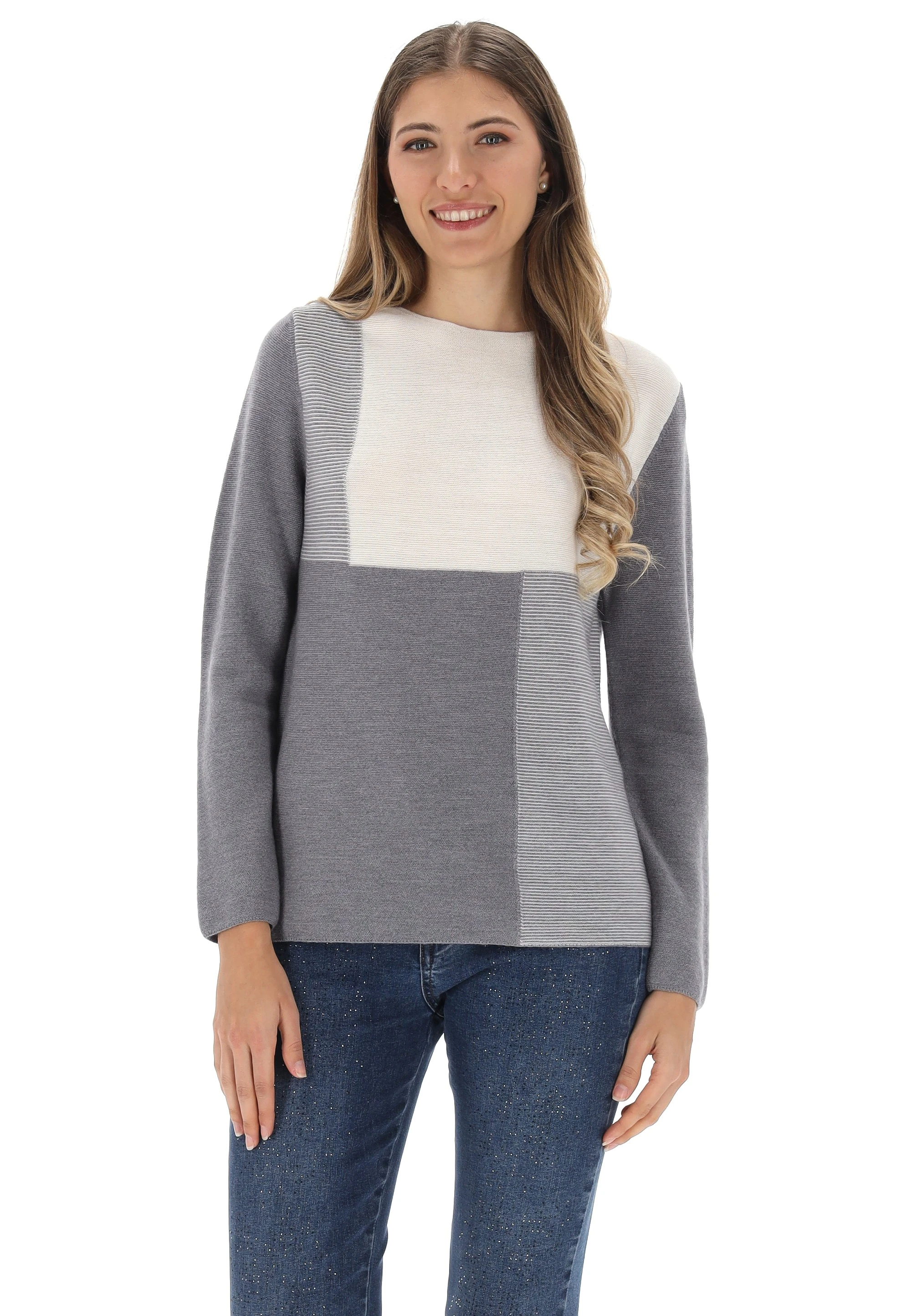 Pullover color block in lana Blue Enemy donna - Nico.it