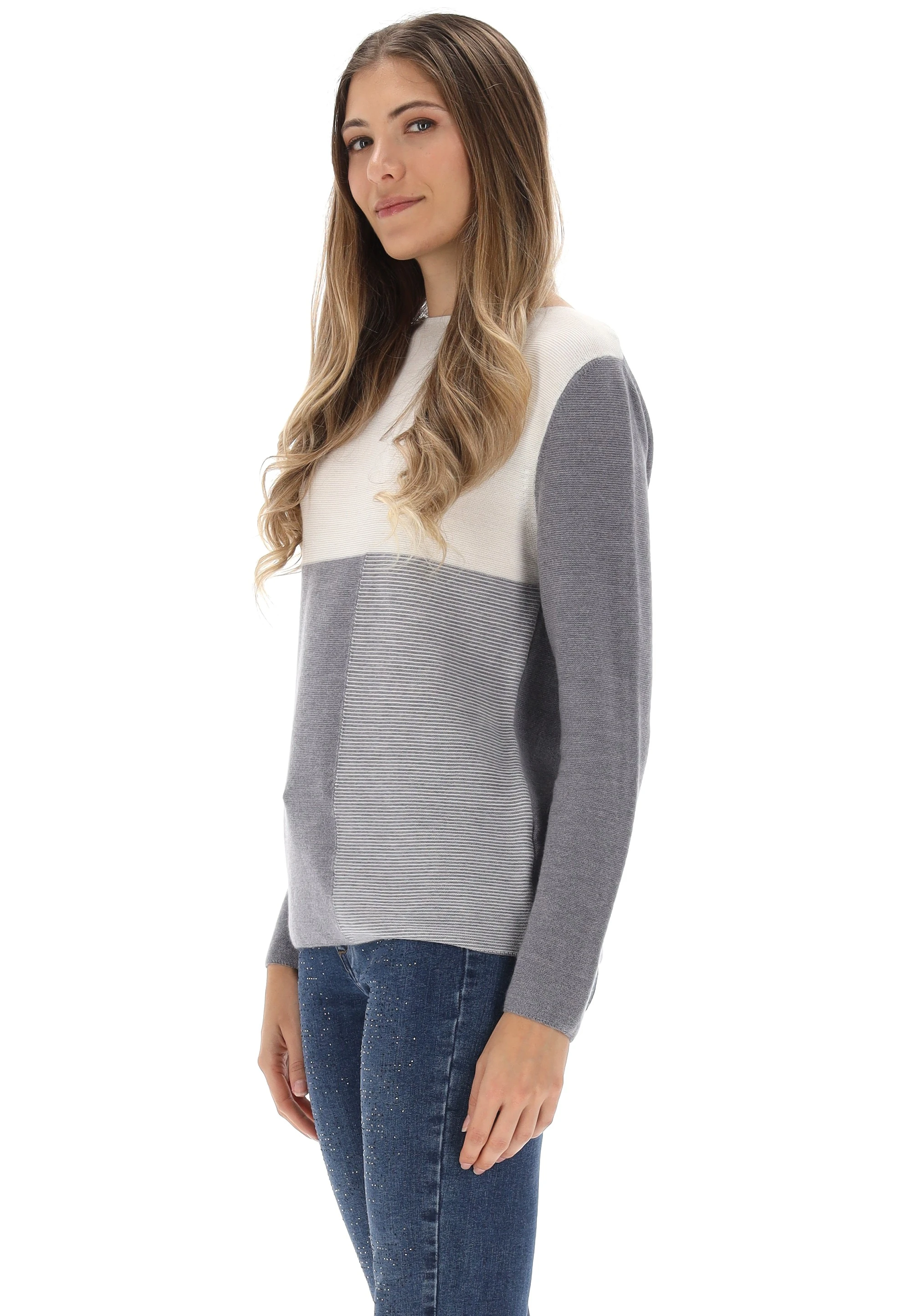 Pullover color block in lana Blue Enemy donna - Nico.it
