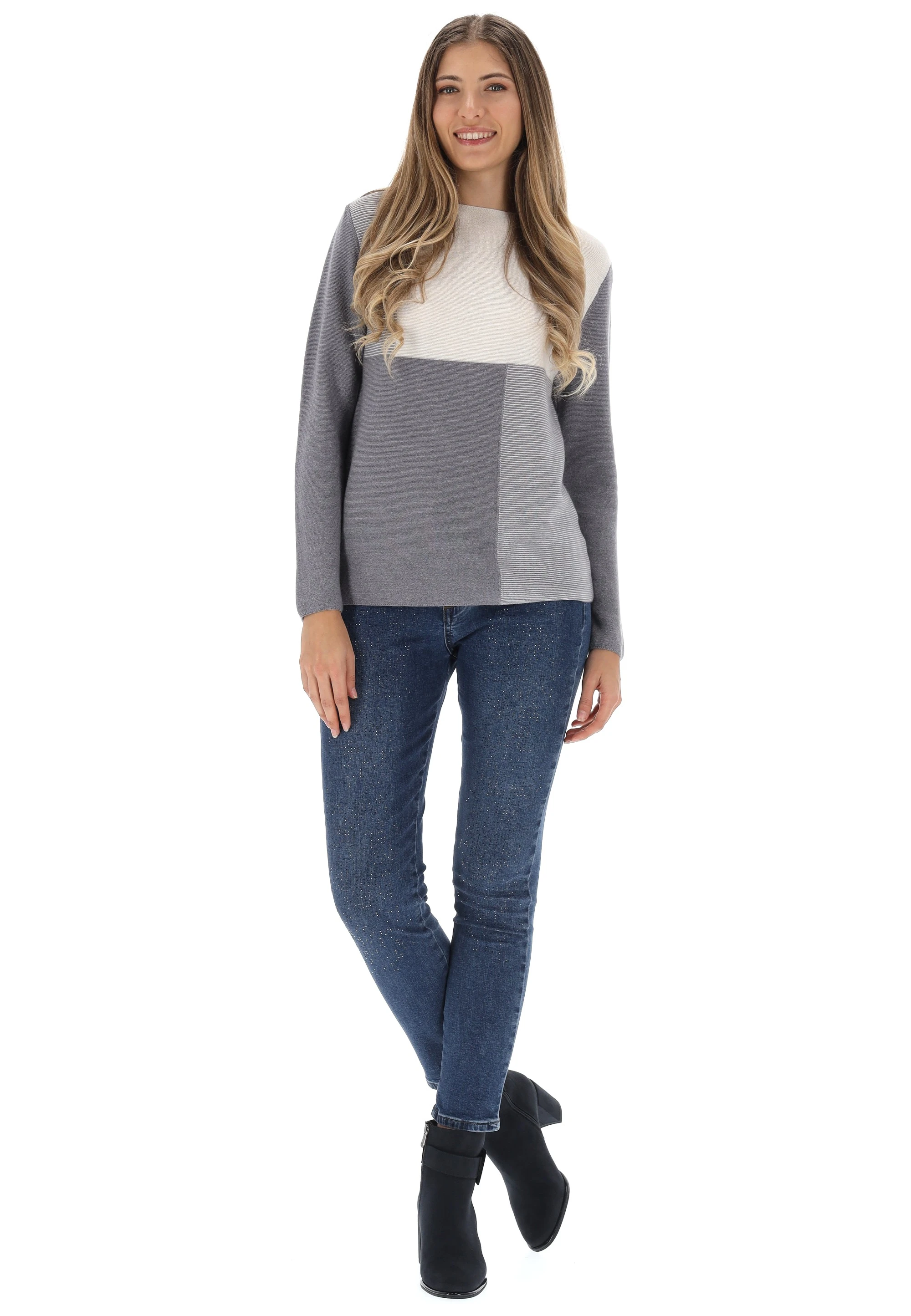 Pullover color block in lana Blue Enemy donna - Nico.it