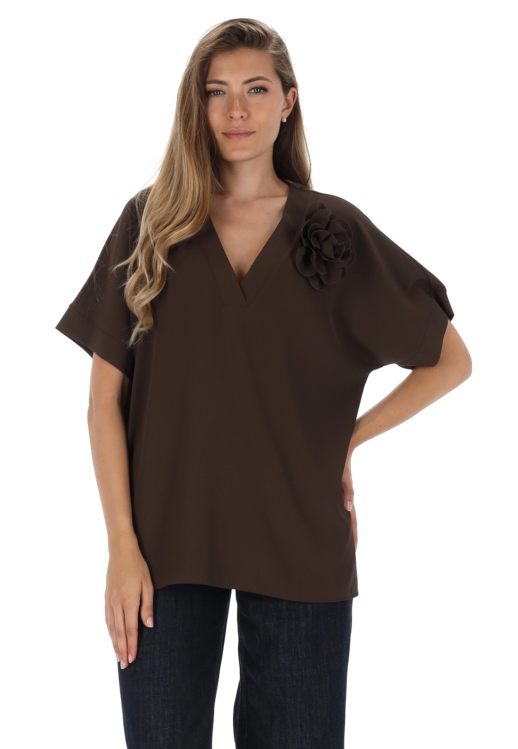 Blusa con applicazione rosa èks - Nico.it