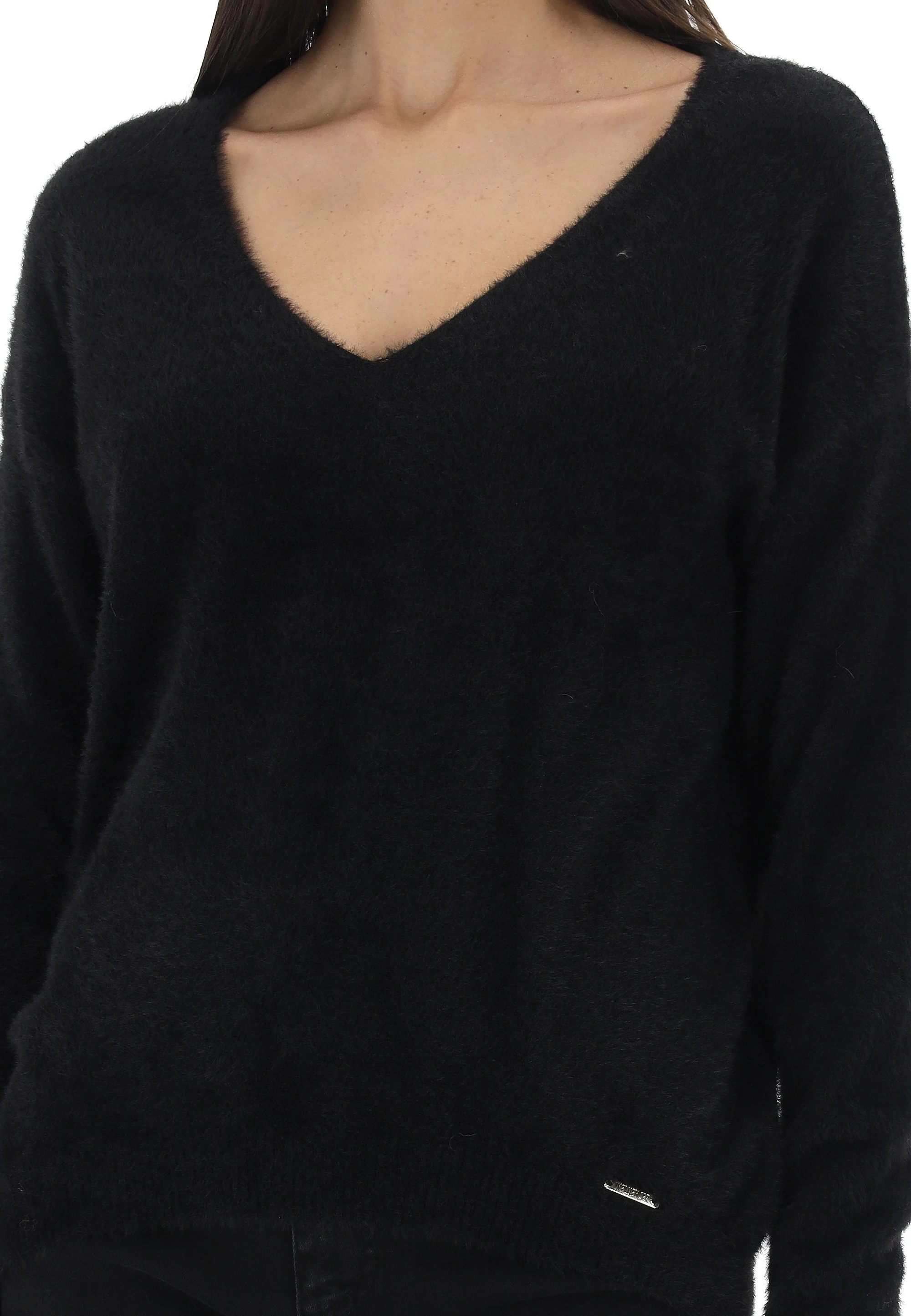 Pullover scollo V effetto peluche Influencer donna - Nico.it